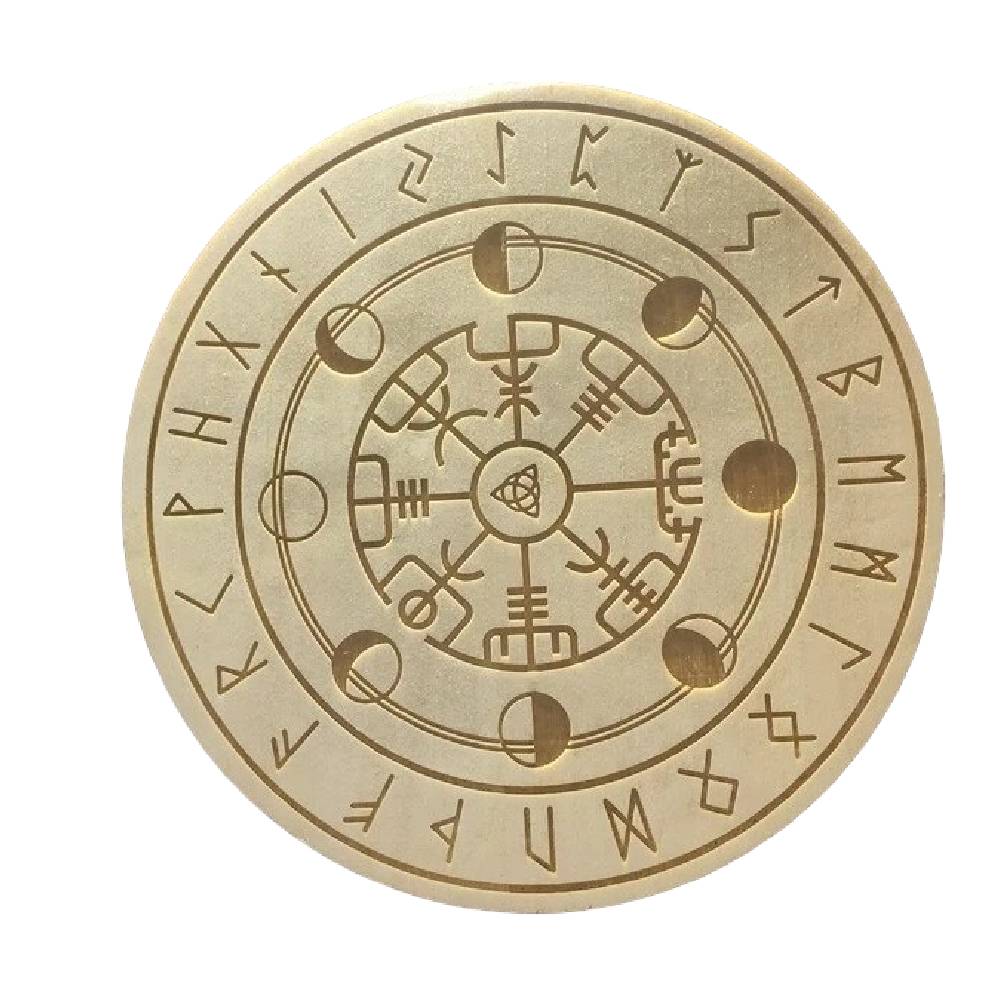 Koka Dēlis Rūnas / Runes, Moon & Trinity Knot Ø15cm – EzoterikaBio.lv